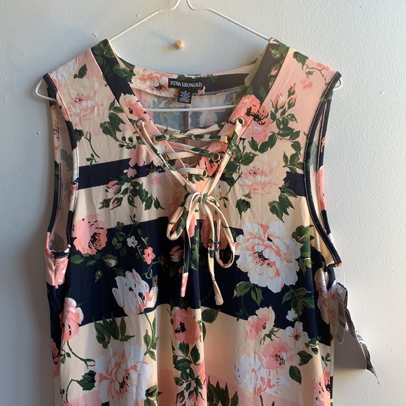 Nina Leonard | Dresses | Nina Leonard Nwt Maxi Dress Pink And Navy ...